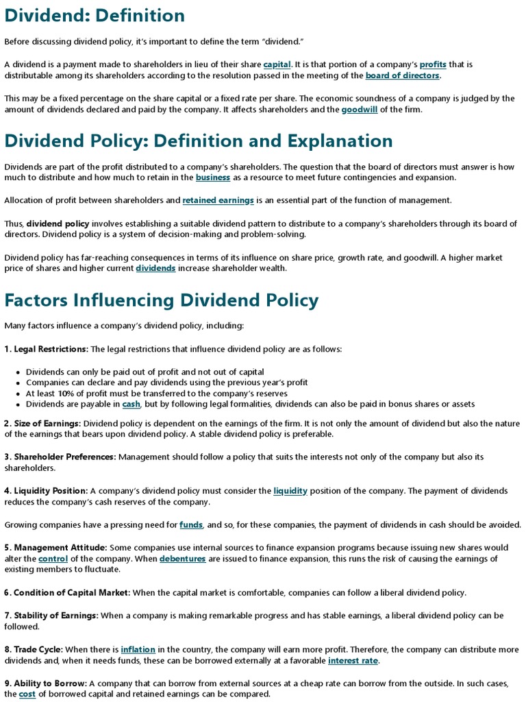 Ass - 2 - 2 - Dividend Policy PDF | PDF | Dividend | Interest