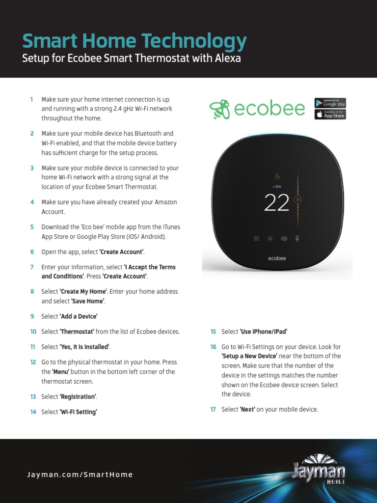 Ecobee Smart Thermostat Setup Guide | PDF | Ios | Wi Fi