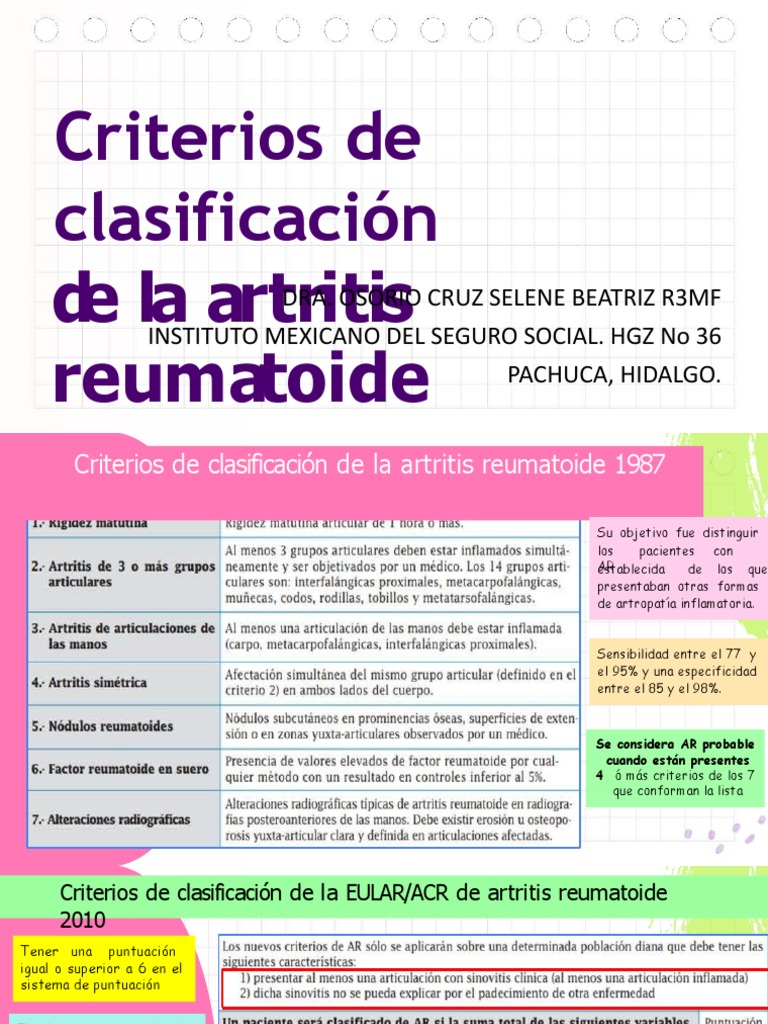 criterios de clasificacion.pptx | PDF | Artritis Reumatoide | Salud pública