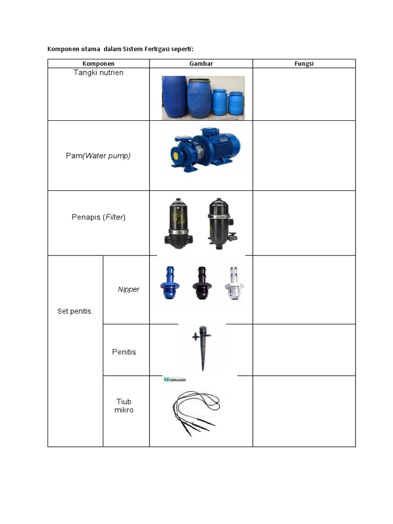 Komponen Utama Dalam Sistem Fertigasi Seperti | PDF