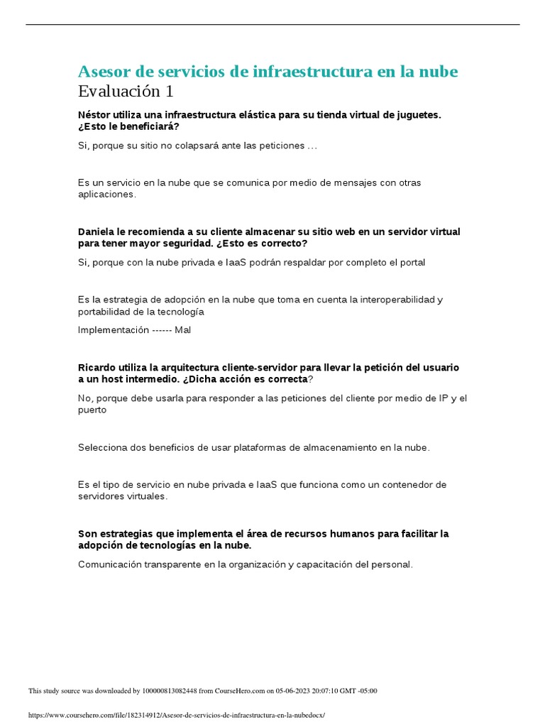 Asesor de Servicios de Infraestructura en La Nube PDF | PDF