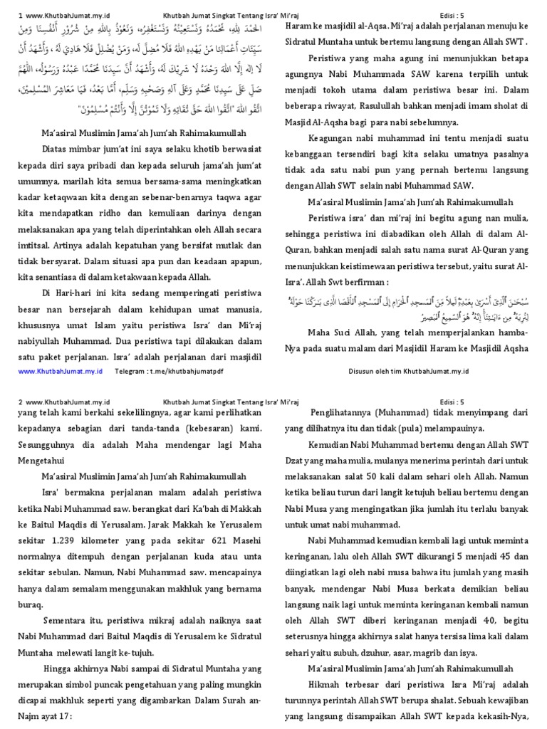 KhutbahJumat - My - .Id Hikmah Isro Miraj PDF | PDF