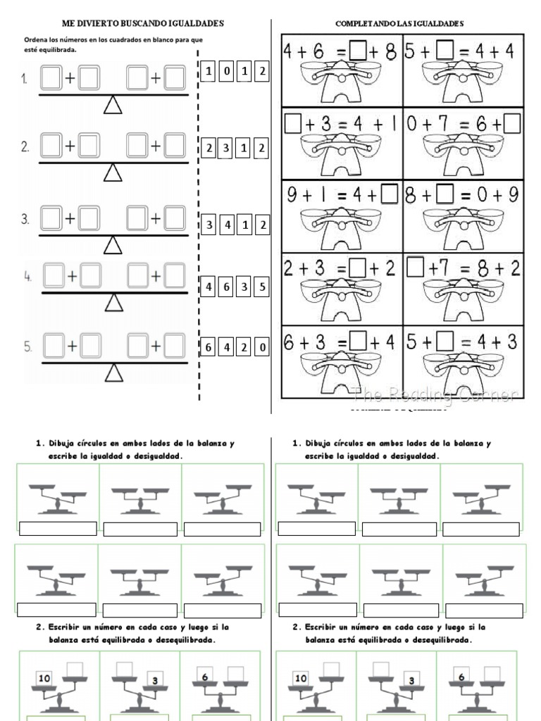 Ficha Mate Refuerzo Igualdades | PDF