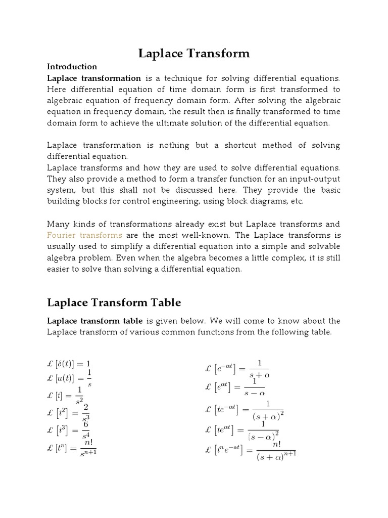 Laplace Transformation Notes | PDF | Laplace Transform | Equations