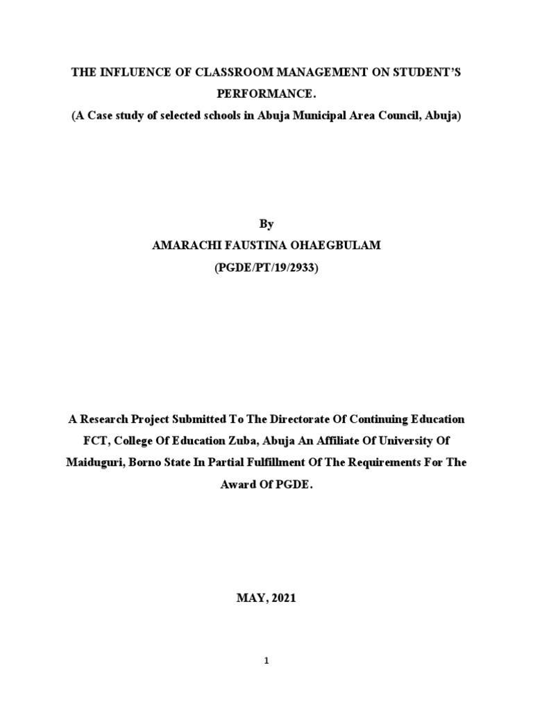 Amarachi THE INFLUENCE OF CLASSROOM MANAGEMENT ON STUDENT | PDF
