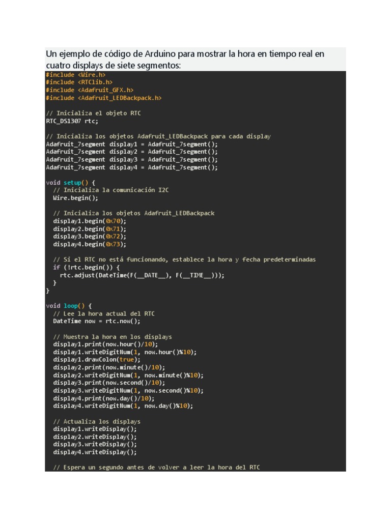 Ejemplo de Reloj en Arduino PDF | PDF | Informática | Programación de ... Ejemplo de Reloj en Arduino PDF | PDF | Informática | Programación de ...