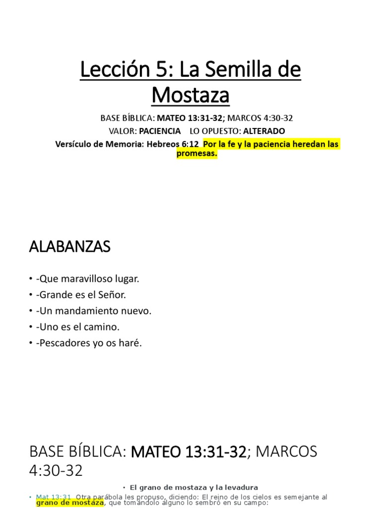 Parábola de la Semilla de Mostaza | PDF