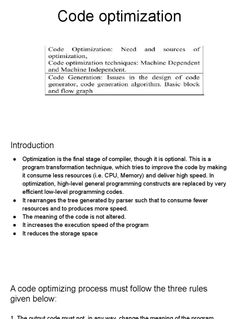 Code Optimization PDF | PDF Code Optimization PDF | PDF