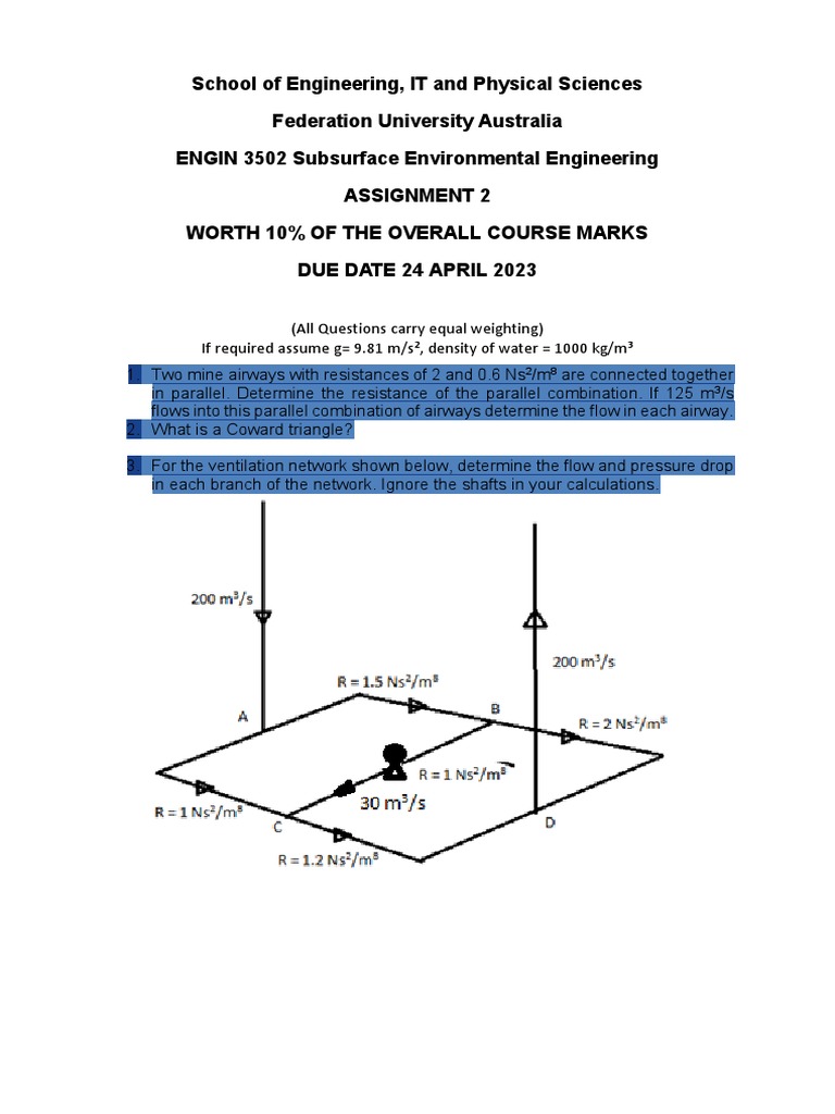 Subsurface Ventilation Engineering Assignment | PDF | Home & Garden | Science & Mathematics