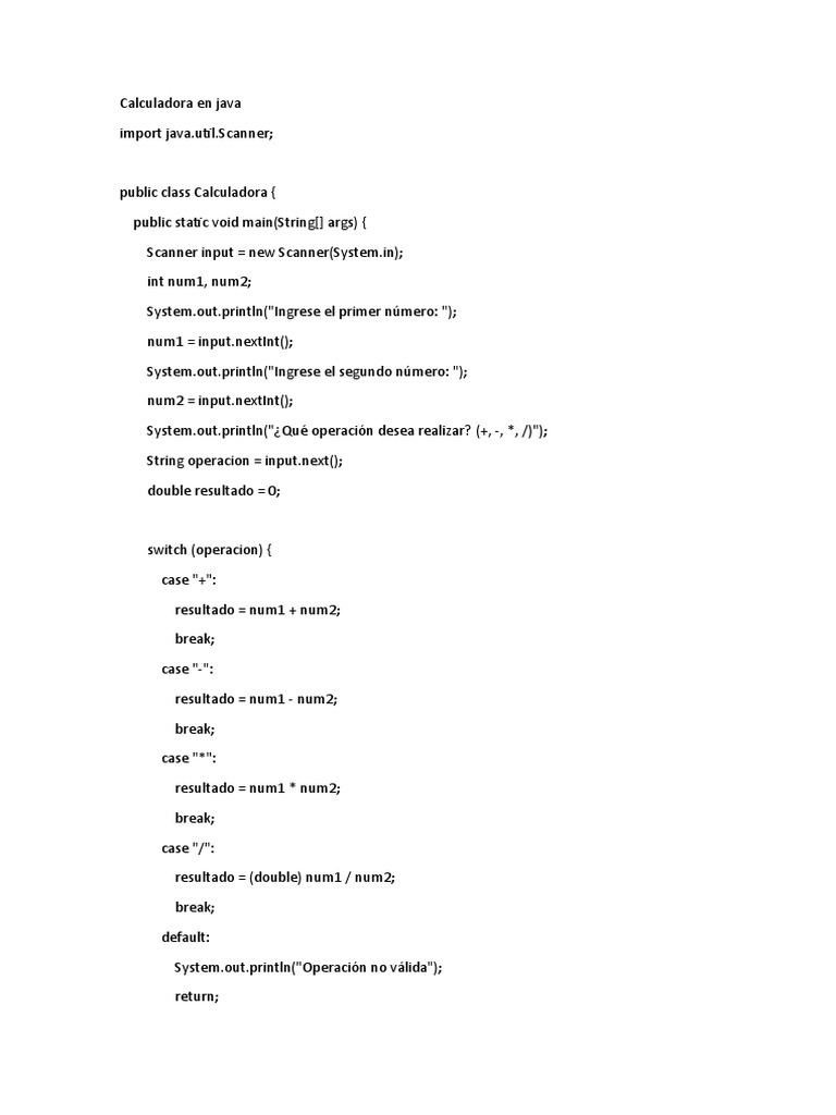 Calculadora en Java | PDF | Informática