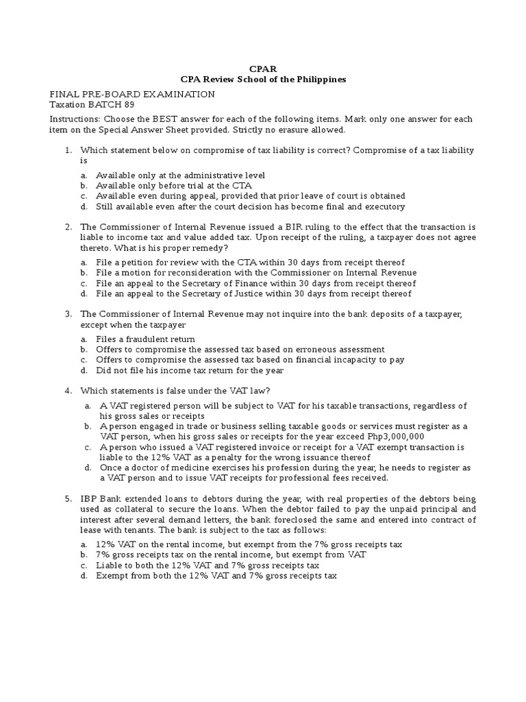 CPAR 89 Final PB TAX Pages 1 21 PDF | PDF | Finance & Money Management | Law