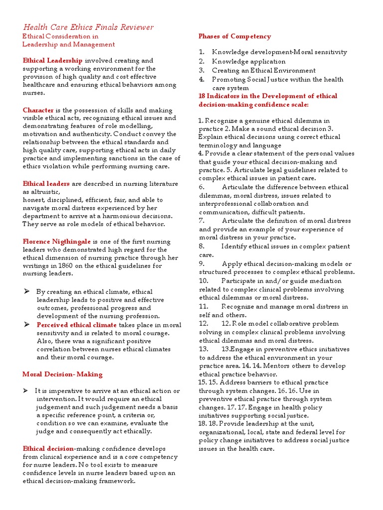 Ethical Leadership in Healthcare Nursing | PDF | Career & Growth | Self-Improvement