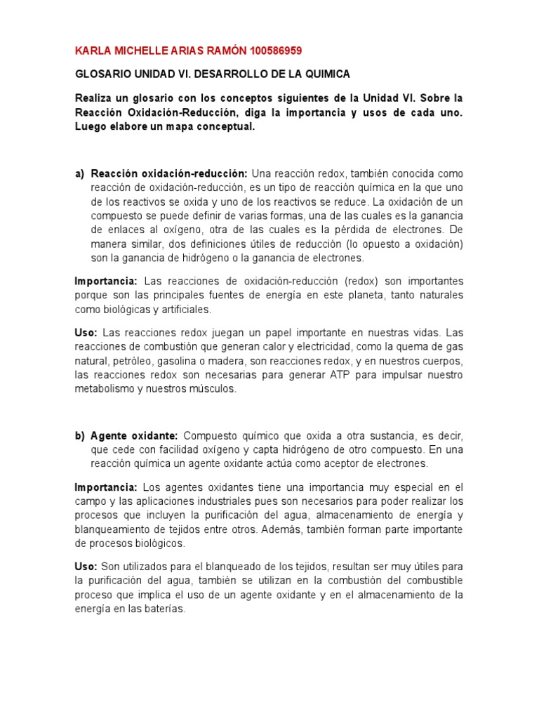quimica-unidad-6-ejercicios-KARLA ARIAS | PDF