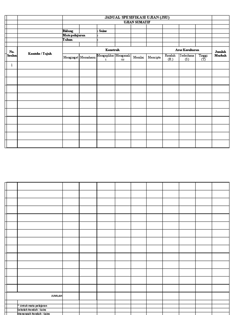 Template Jsu Sains | PDF