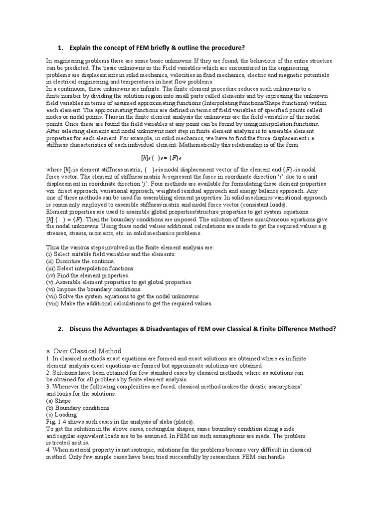 1st Assignment Theory Answers | Download Free PDF | Finite Element Method | Matrix (Mathematics)