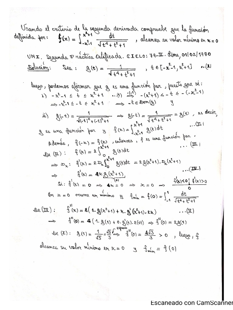 Integrales Definidas Ejercicios UNI | PDF
