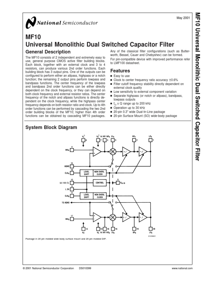 MF10 | PDF | Low Pass Filter | Electronic Filter