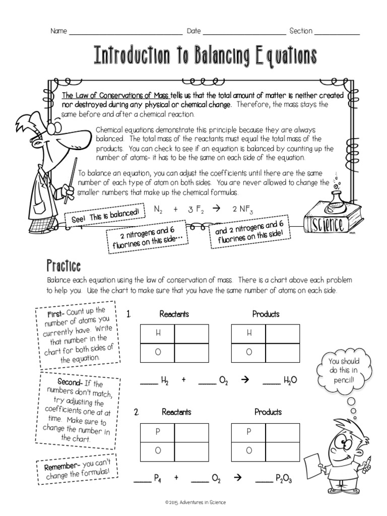 Introduction To Balancing Equations: Practice | PDF