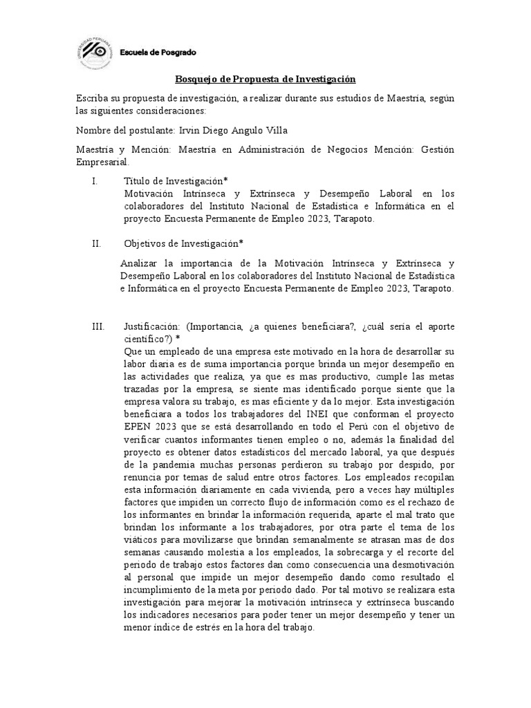 Bosquejo de Propuesta de Investigación.docx | PDF