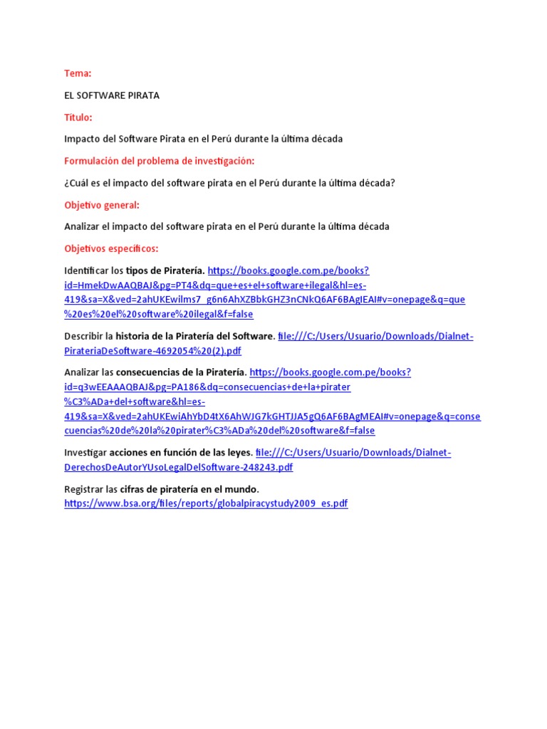 El Software Pirata Subtemas | PDF