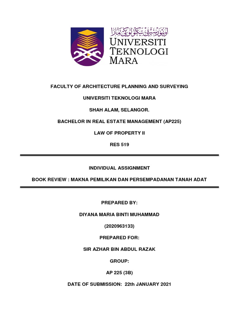 Law519 Book Review Assignment - Maria | PDF
