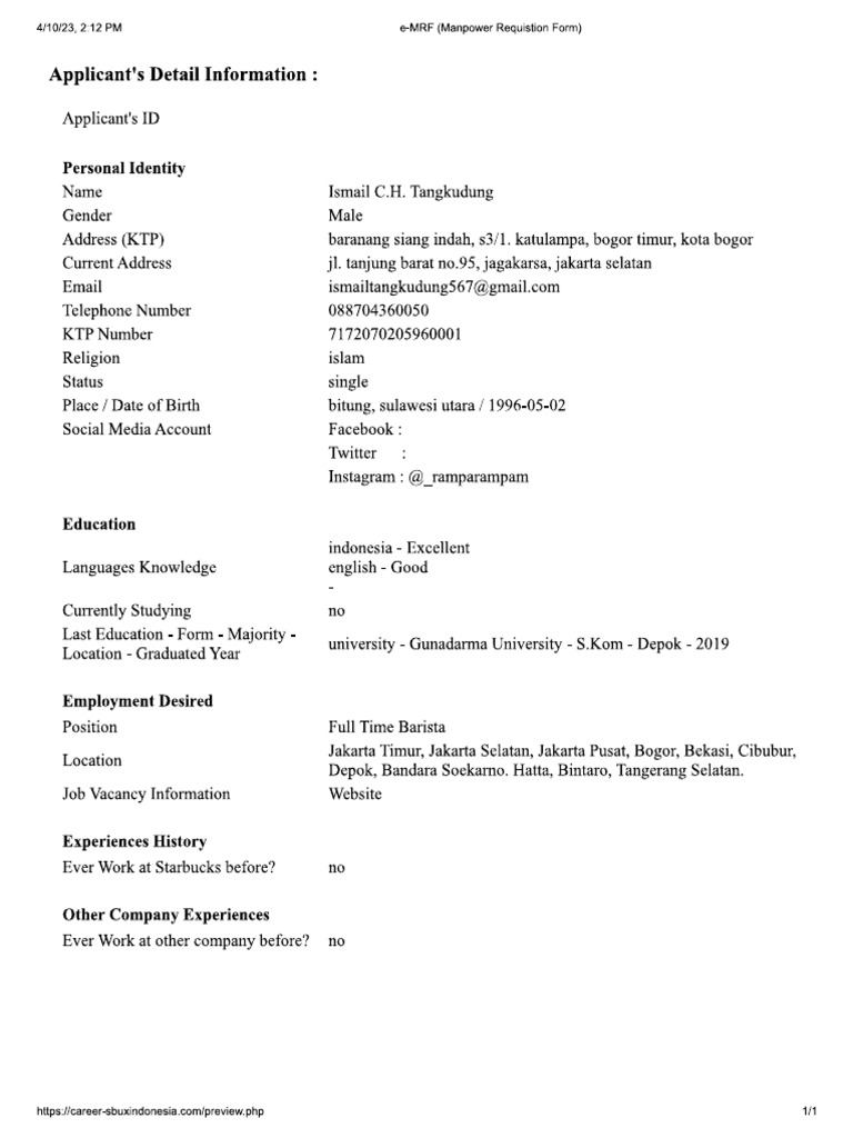 CV Barista PDF | PDF