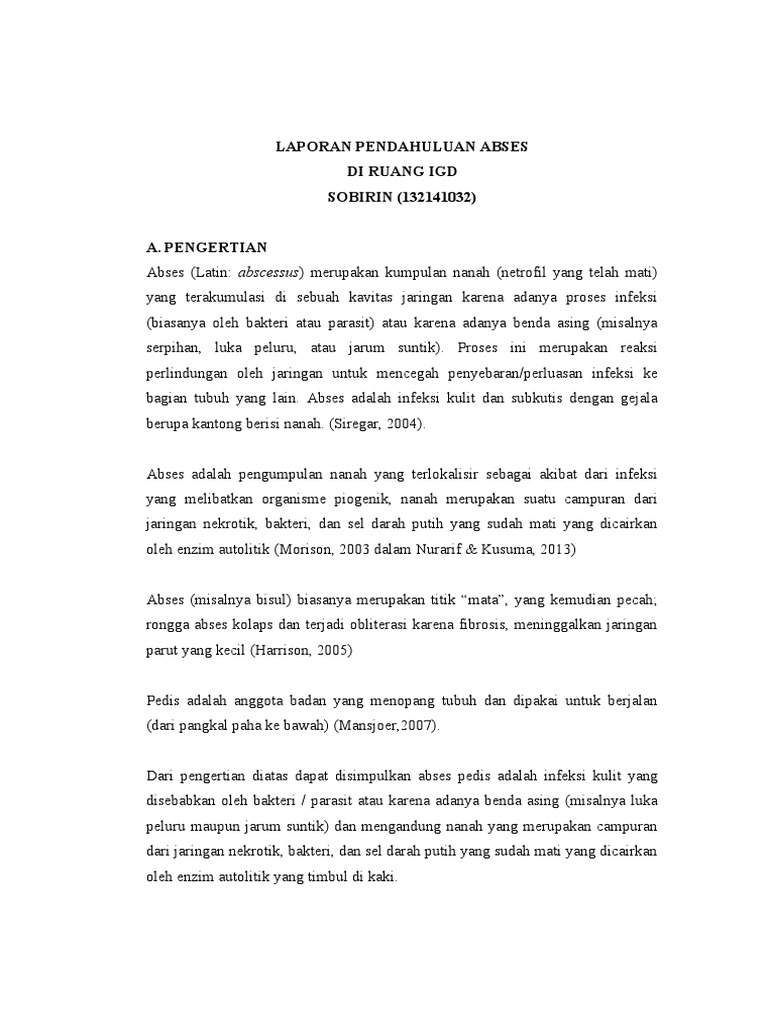 Laporan Pendahuluan Abses | PDF