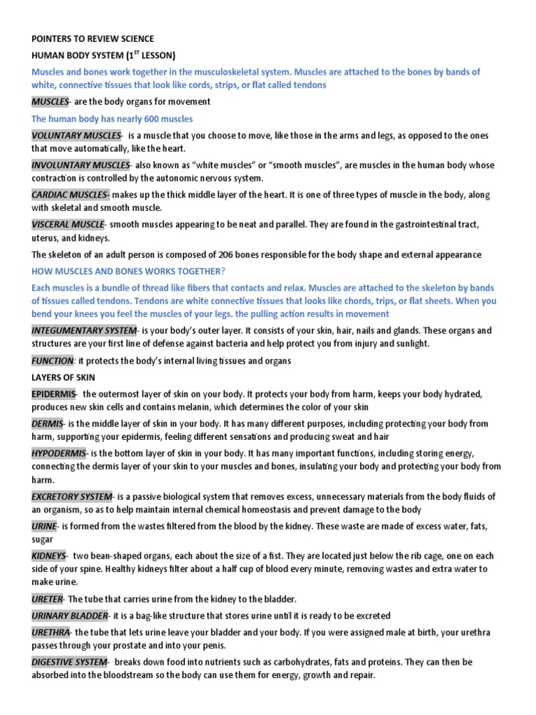 Pointers To Review Science | PDF | Digestion | Blood
