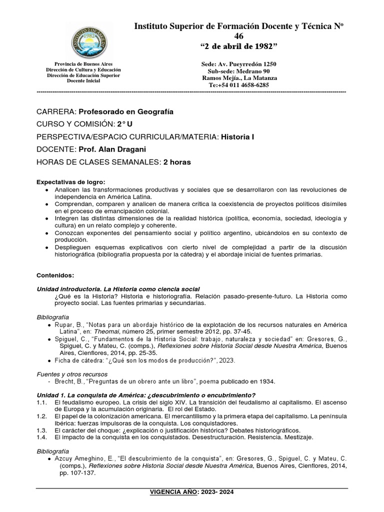 Programa 2023 PDF | PDF | Historia