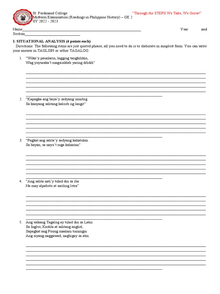 GE 2 - Midterm Examination | PDF