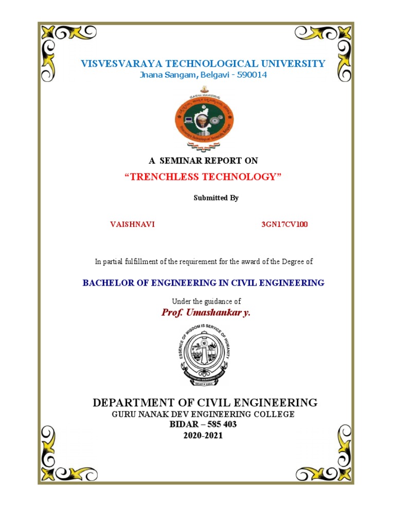 Civil Engineering Seminar: Trenchless Tech | PDF | Technology & Engineering