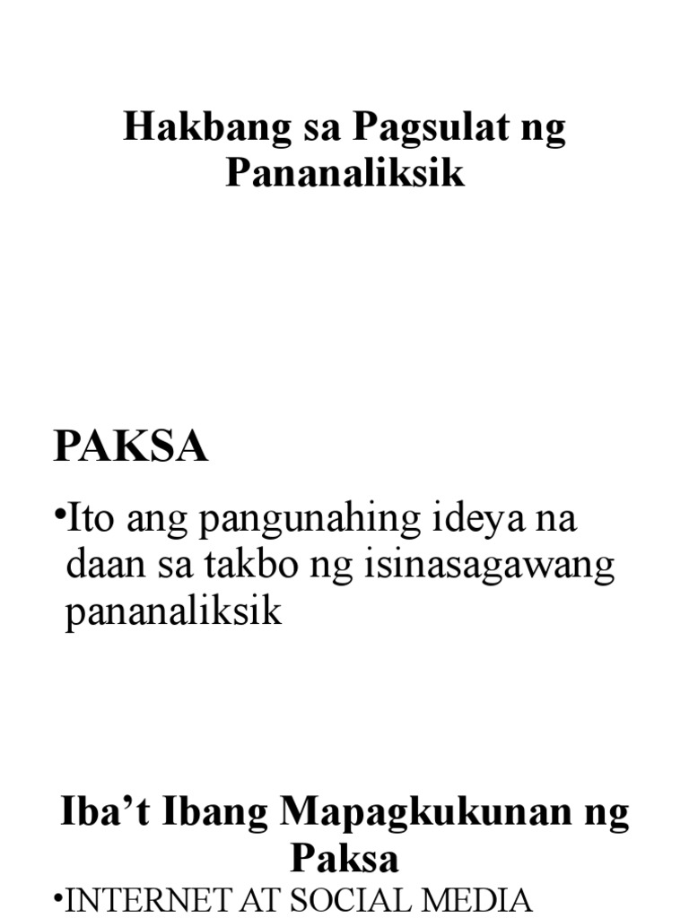 Hakbang Sa Pagsulat NG Pananaliksik | PDF