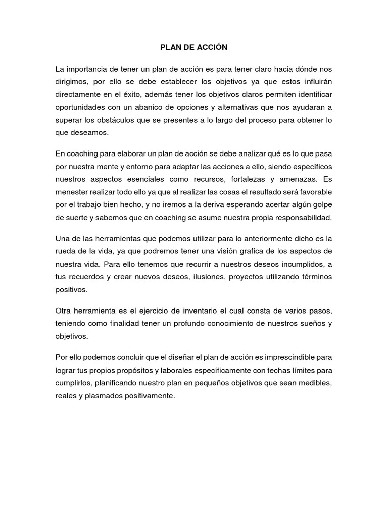 Plan de Acción PDF | PDF