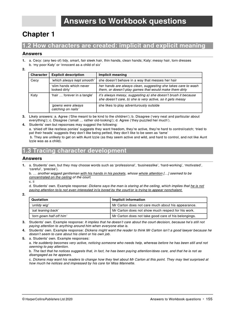 Stage 8 - Answers To Workbook Questions English | PDF