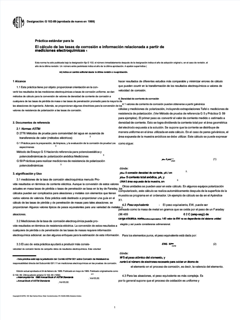 PDF Astm G 102espaol - Compress | PDF | Corrosión | Electroquímica