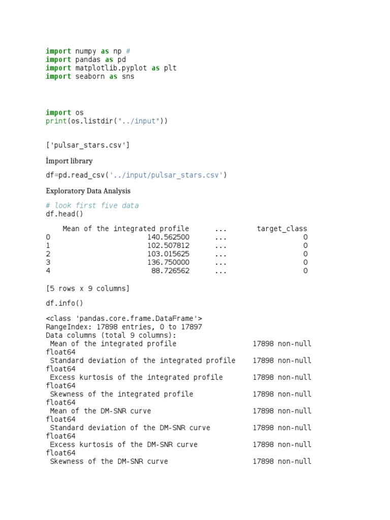 Pulsar Stars Classification Analysis | PDF | Computers