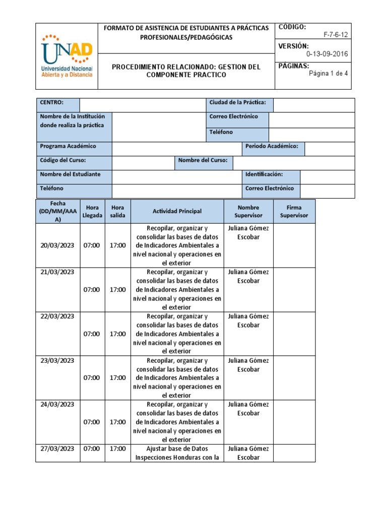 Anexo 3 - Formato Asistencia | PDF