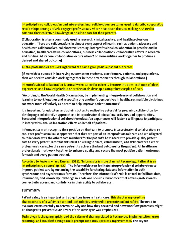 Script | PDF | Collaboration | Patient Safety