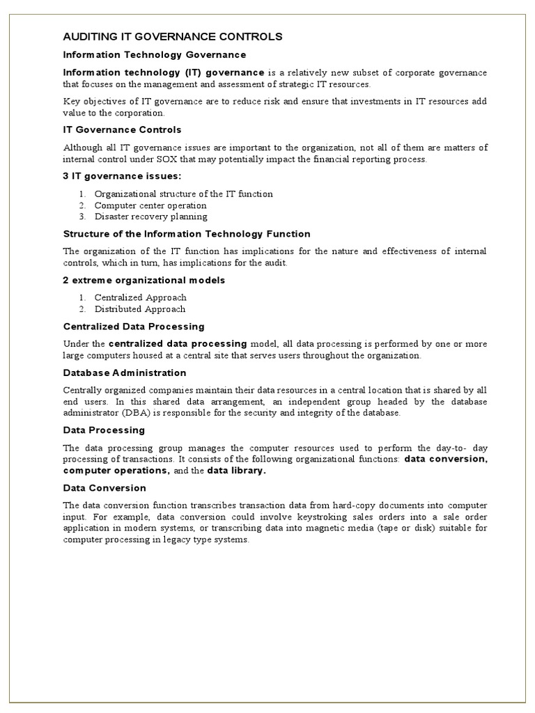 Lecture 5 Auditing It Governance Controls2 | PDF | Backup | Databases