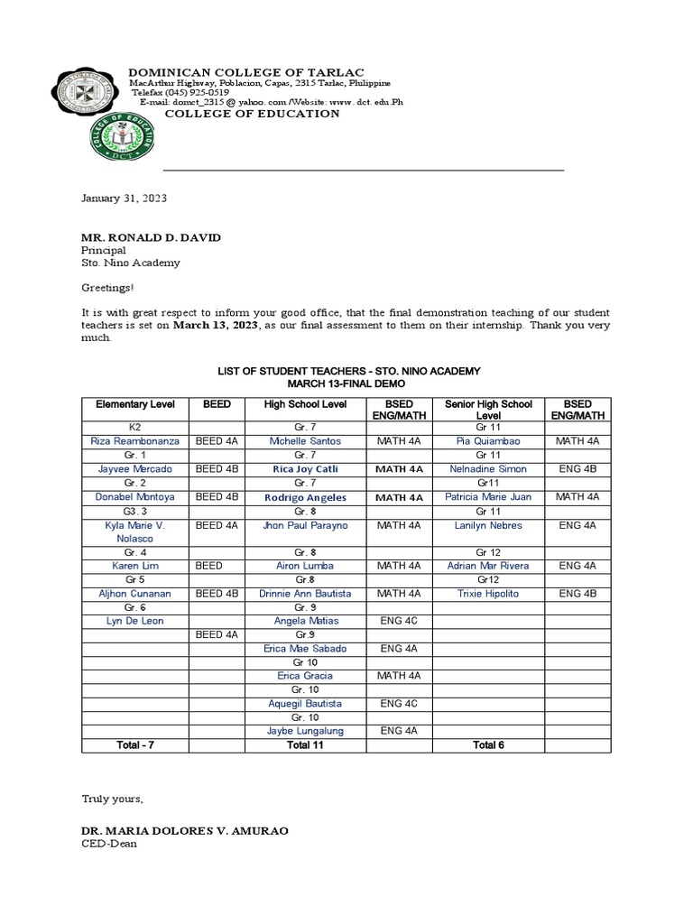 Final Demo Letter Sna | PDF