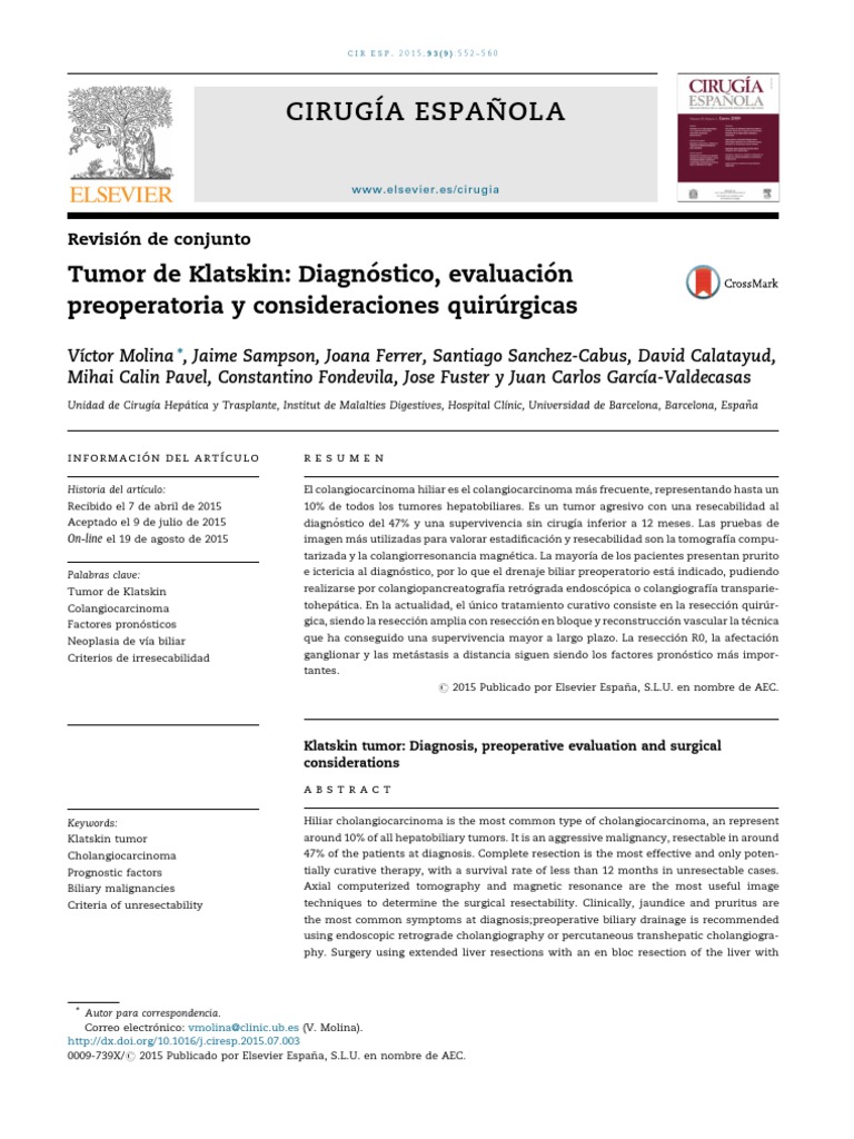Tumor de Klatskin Diagnóstico, Evaluación Preoperatoria y ...