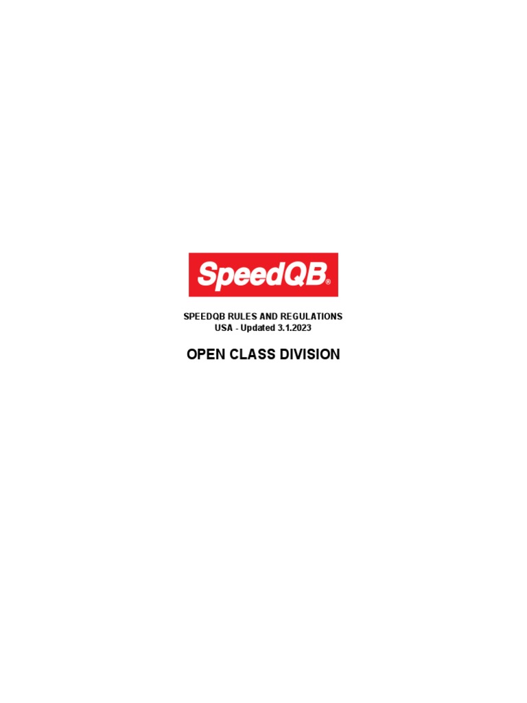 2023 SpeedQB Rules and Format - OPEN CLASS PDF | PDF