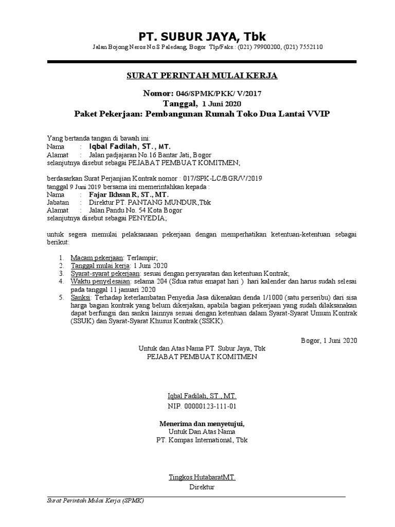 4. SPMK Konstruksi.doc | PDF