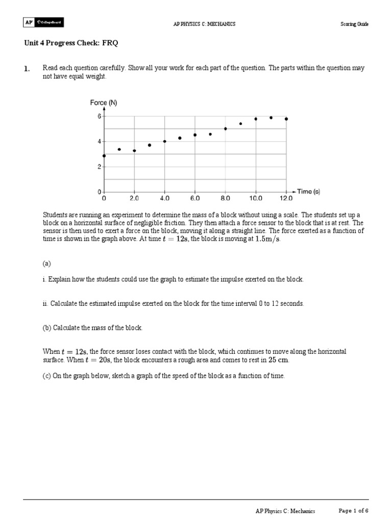 Unit 4 Progress Check: FRQ Analysis | PDF | Force | Area