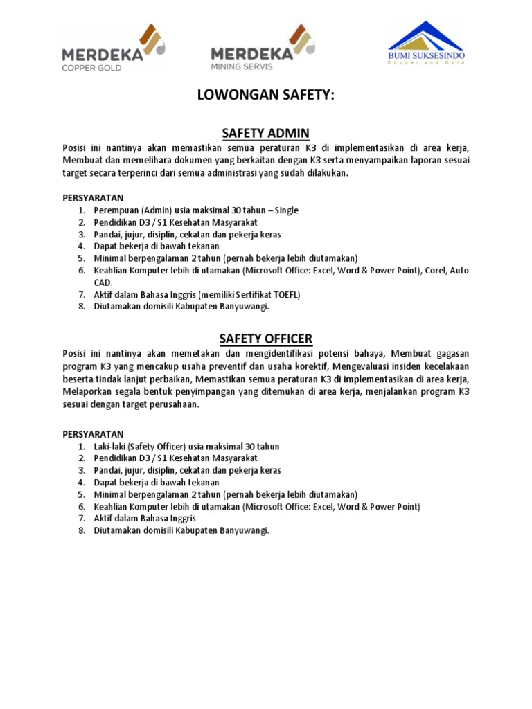 MMS-02 - Lowongan OHS MMS PDF | PDF