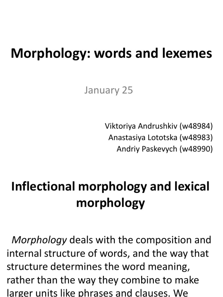 Words and Lexemes PDF | PDF | Morphology (Linguistics) | Grammatical Number