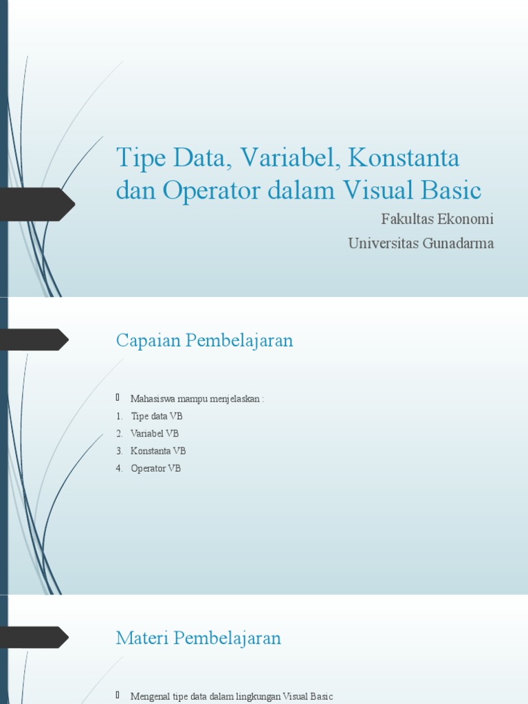 VC Tipe Data, Variabel Dan Konstanta VB | PDF