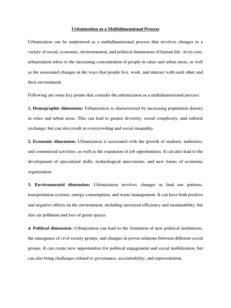 Urbanization As A Multidimensional Process | PDF