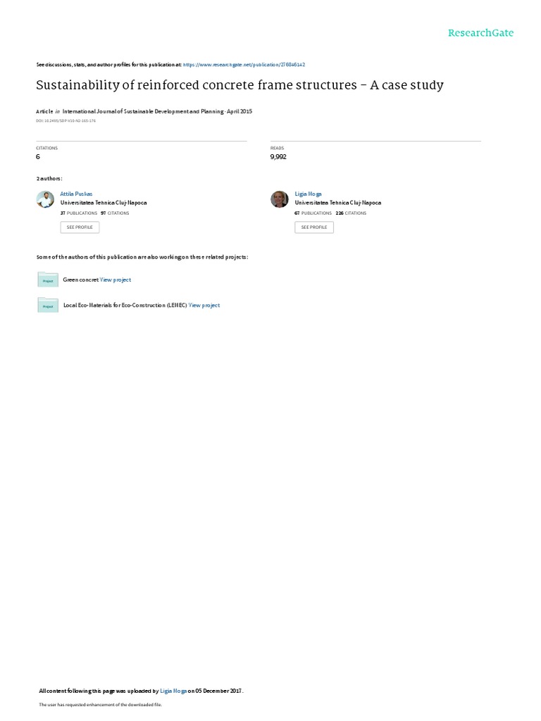 Sustainability of Reinforced Concrete Frame Struct | PDF | Technology ...