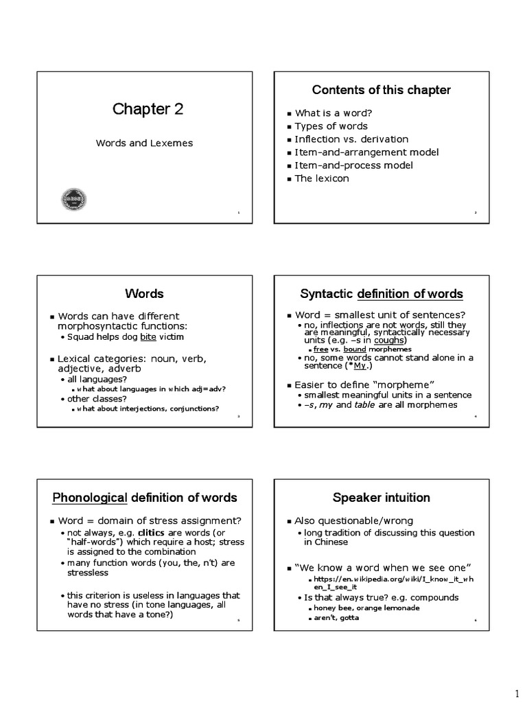 Ch2 Words and Lexemes PDF | PDF